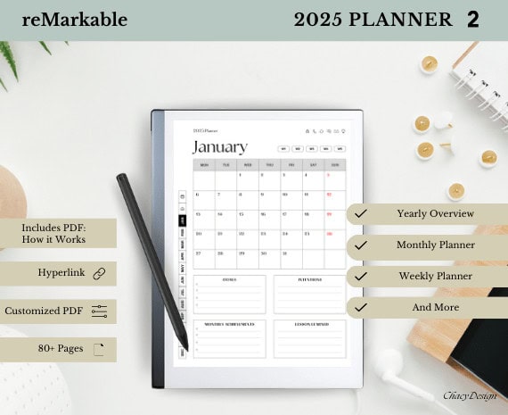 Ultimate 2025 Life Planner For ReMarkable 2 ～Yearly Overview, Monthly ...