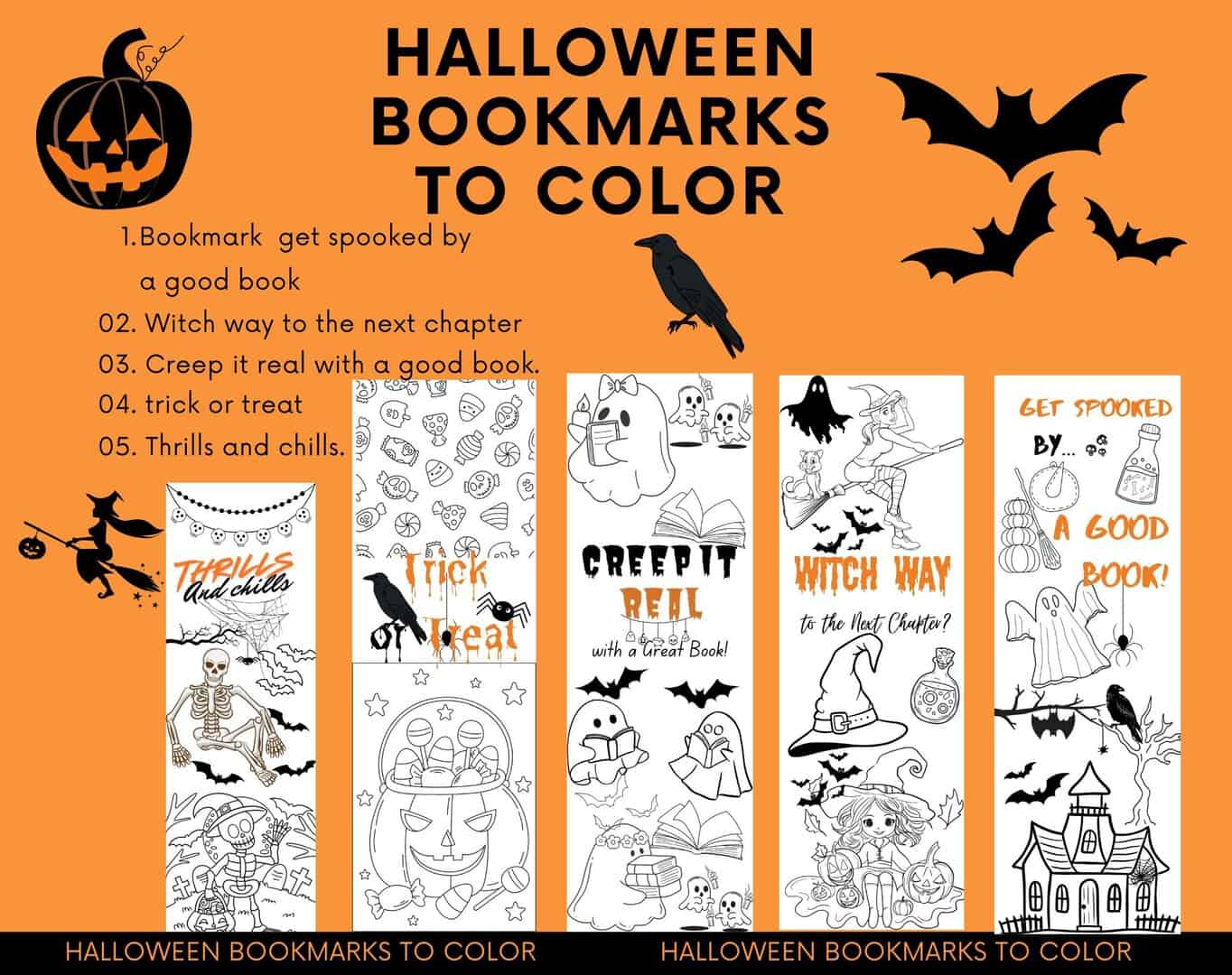 Bookmarks To Color | halloween bookmarks | Color Your Own Bookmarks ...