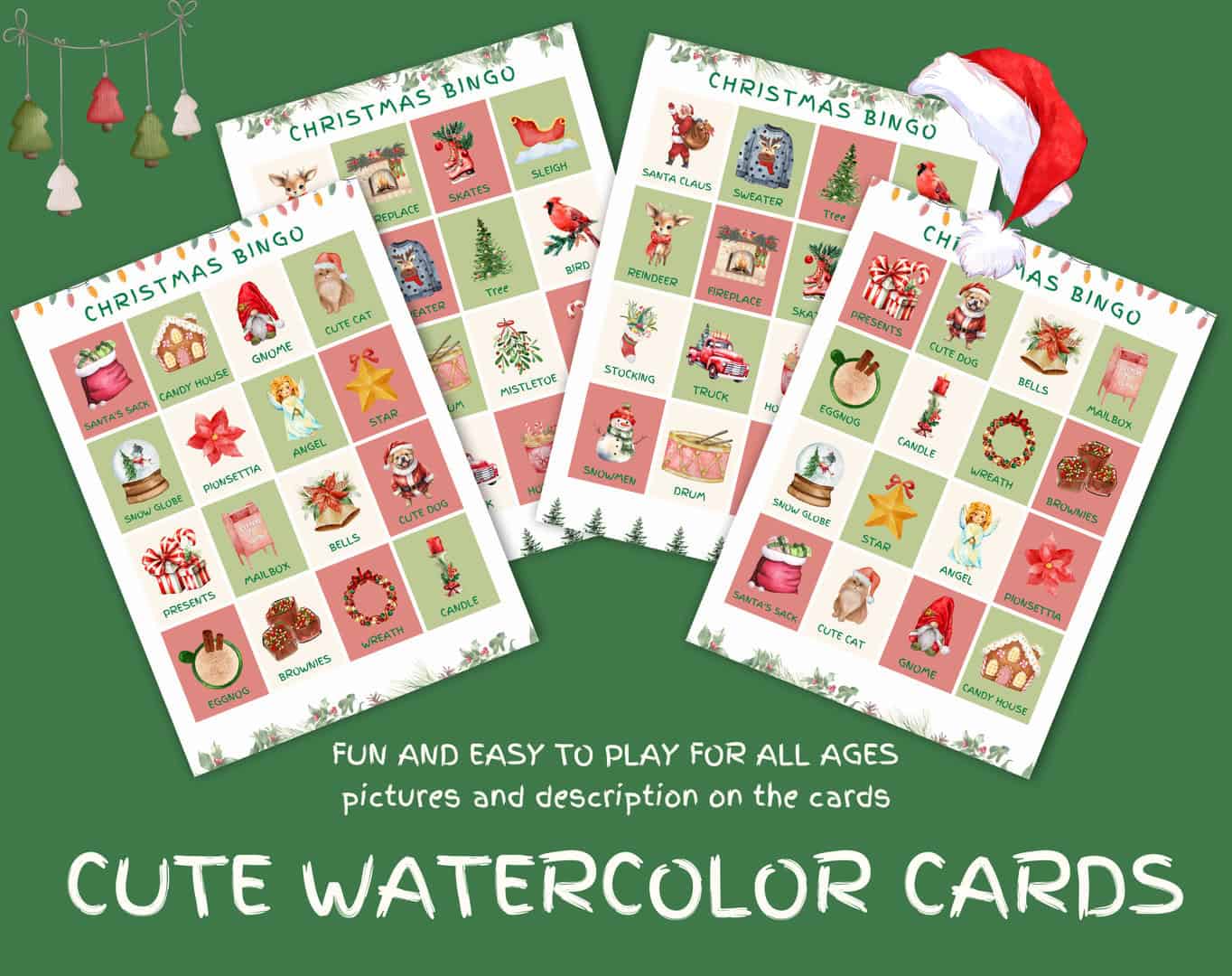 Christmas Bingo Cards, Printable Christmas Bingo Game, Christmas Party ...
