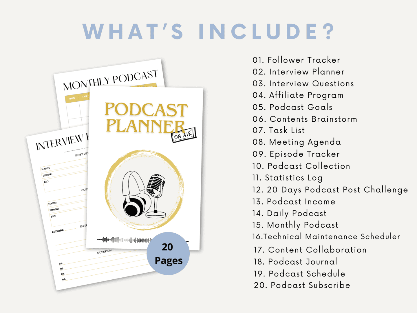 Podcast Planner, Podcast Template, Content Planner, Content Calendar ...