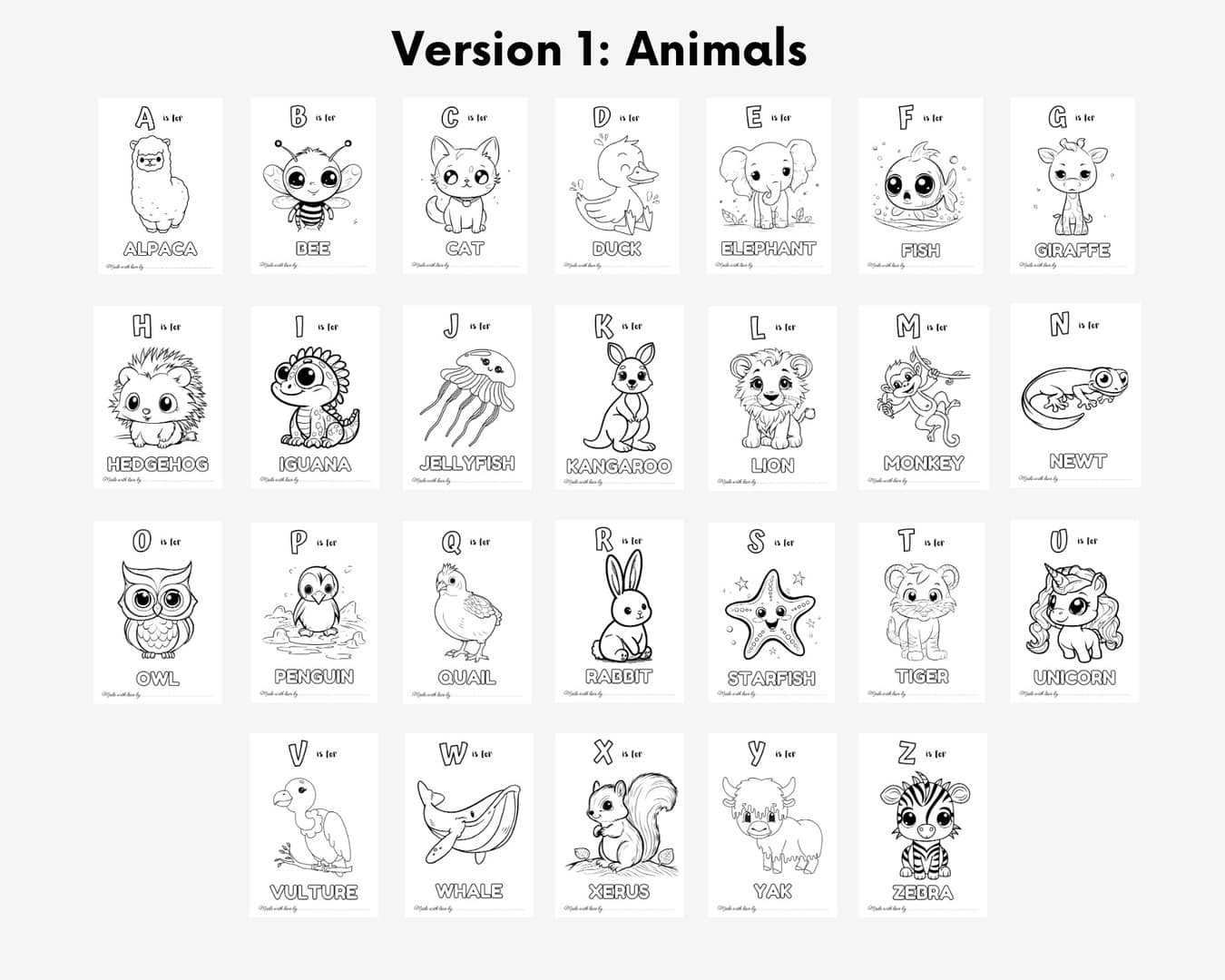 ABC Baby shower coloring book | Babys first ABC book | Baby shower ...