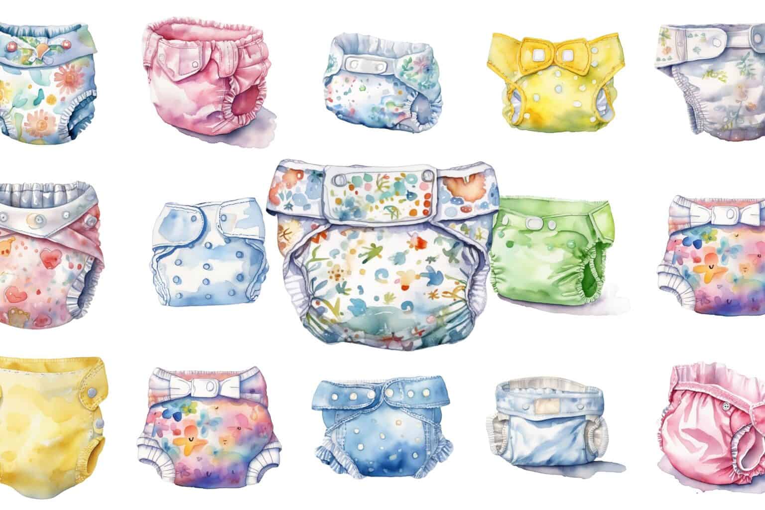 Baby diaper clipart, Watercolor clip art, PNG, cute diapers, digital ...