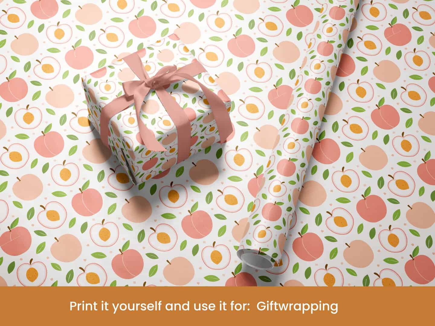 1 gift wrap paper, Peaches, wrapping paper, printable stationary paper ...