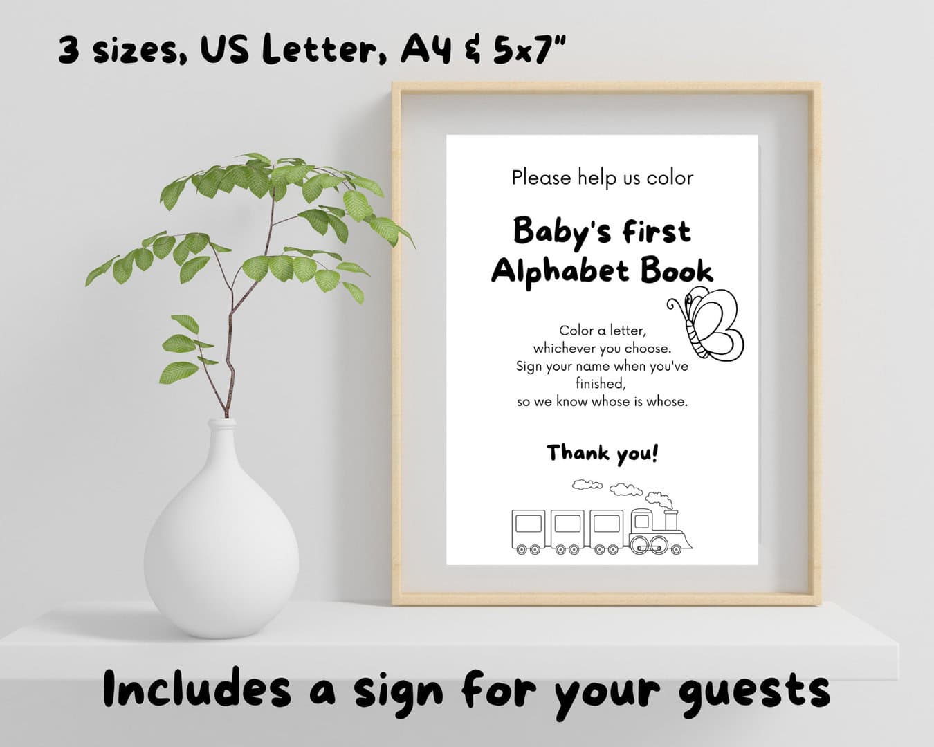 ABC Baby shower coloring book | Babys first ABC book | Baby shower ...