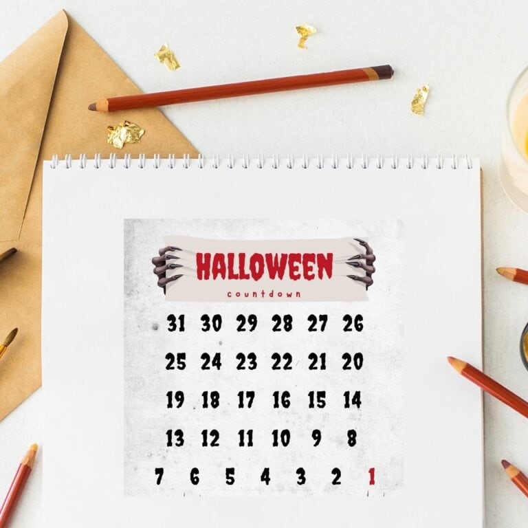 Halloween Countdown Calendar - Skeleton hands edition printable - Temzli