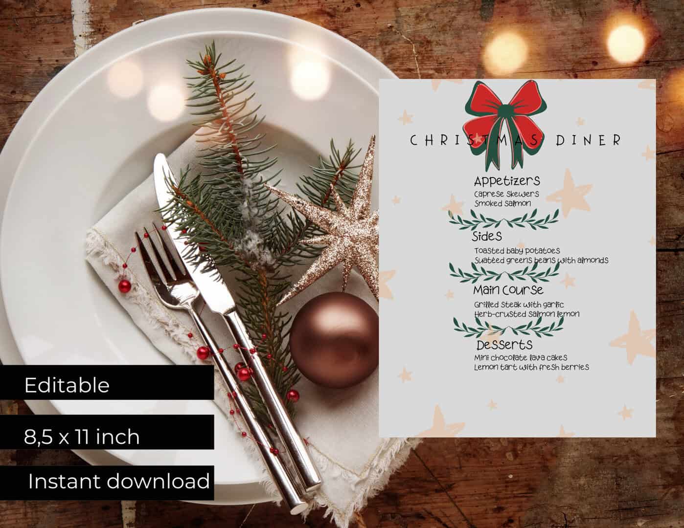 Christmas printable, Christmas, Customizable, template menu, Christmas ...