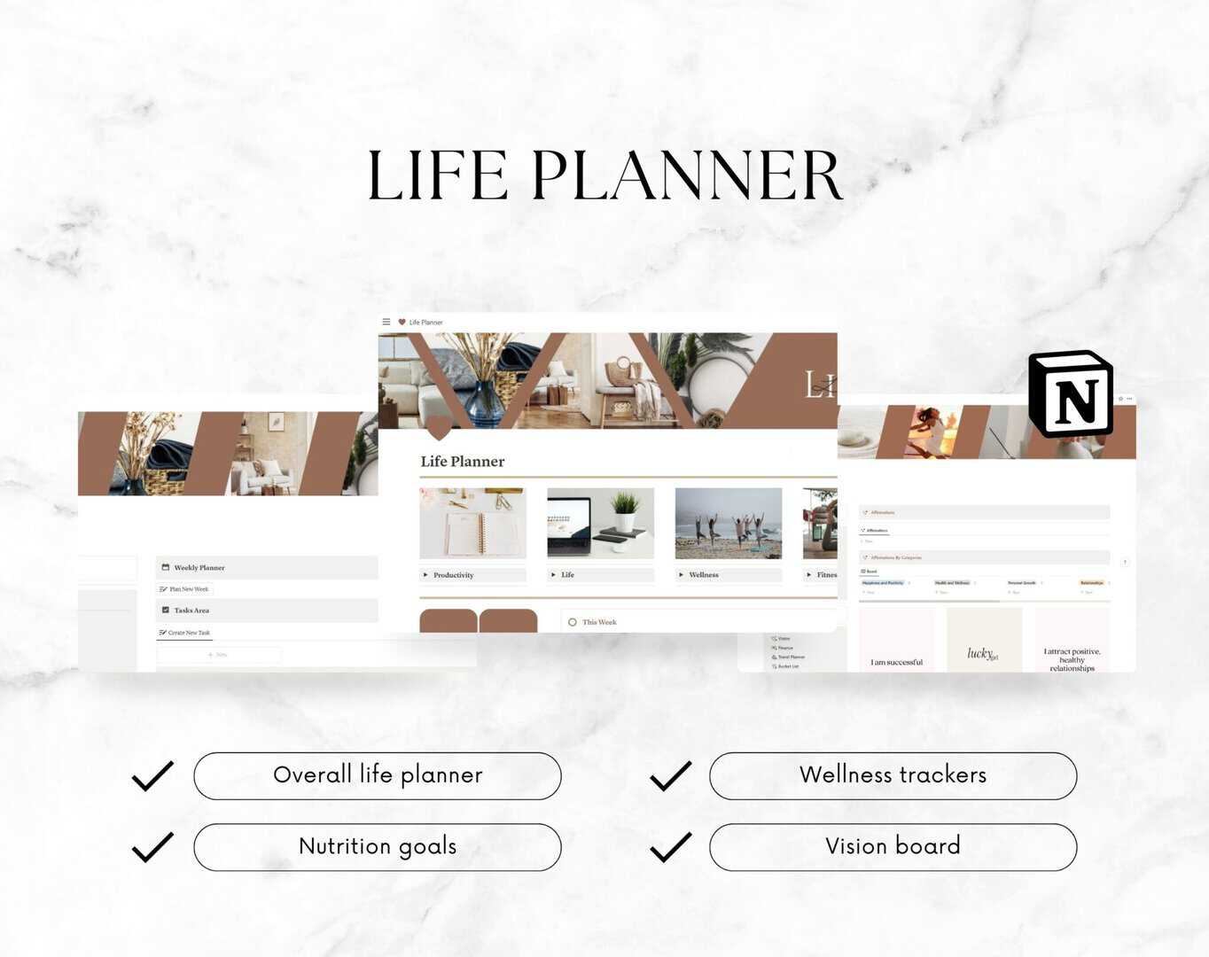 Life Planner Notion Template | Aesthetic Digital Planner | Editable 1 ...