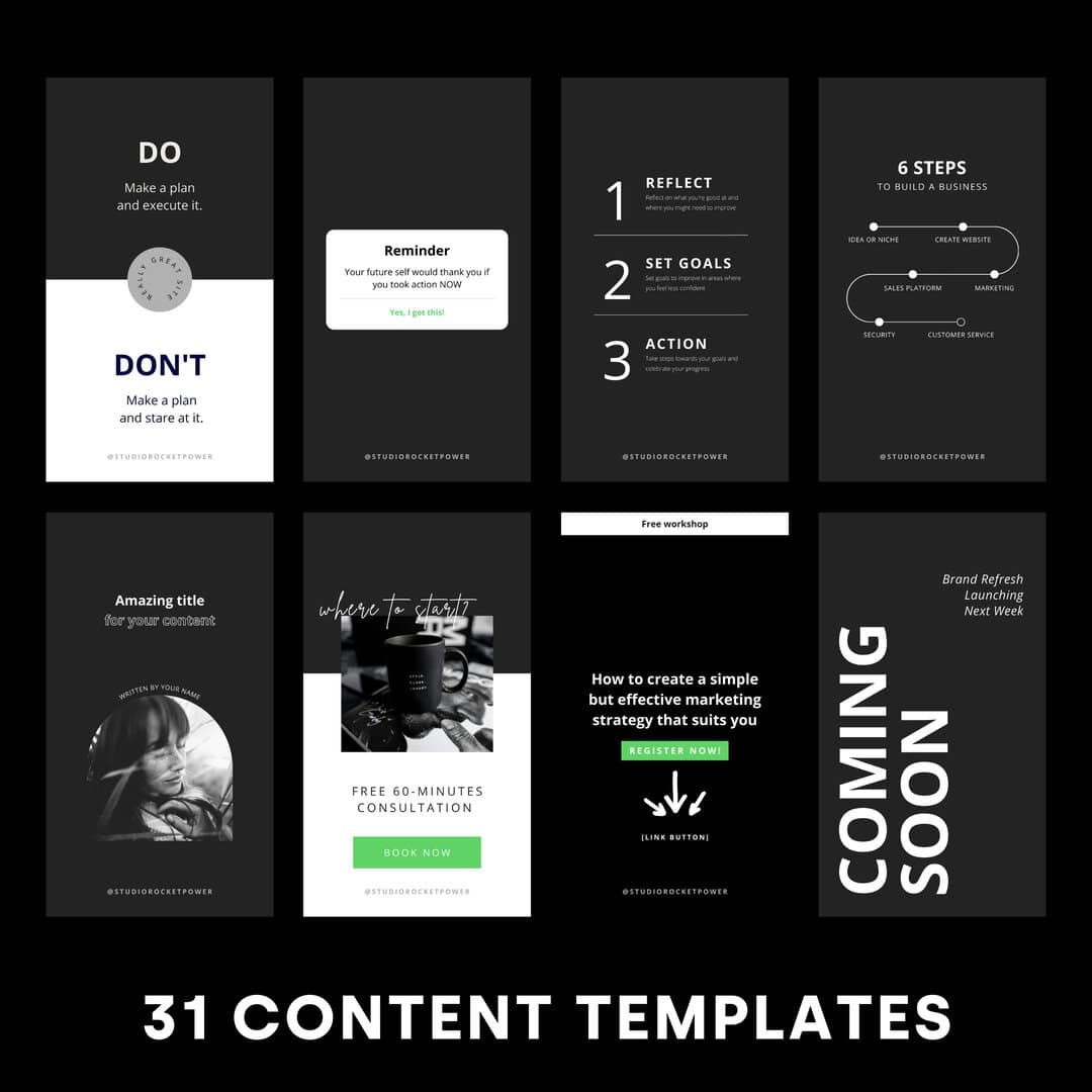Black White Instagram Story Templates Canva for Business | Editable ...