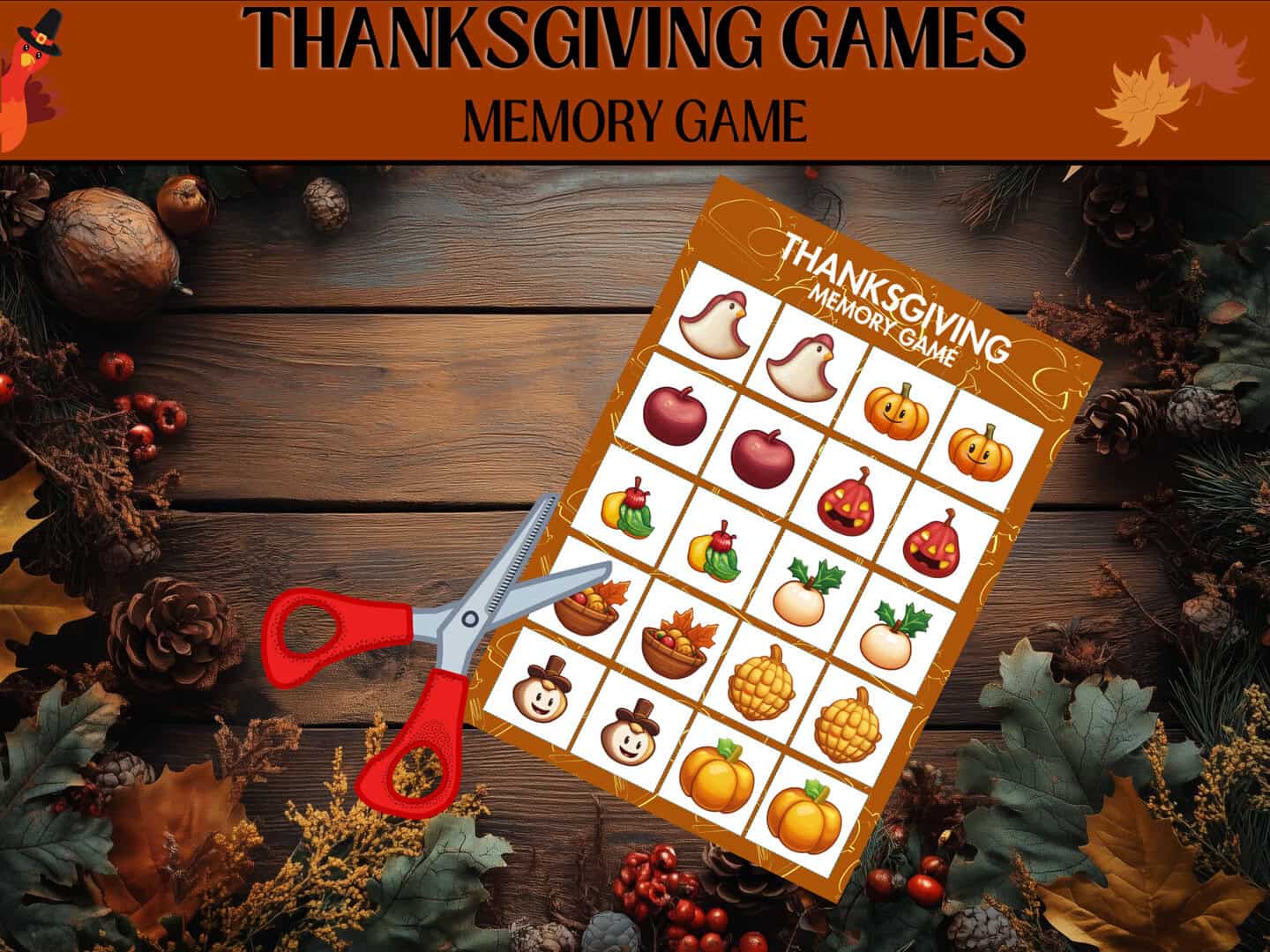Thanksgiving Memory Game, Printable Holiday Activity, Fun Family Game ...