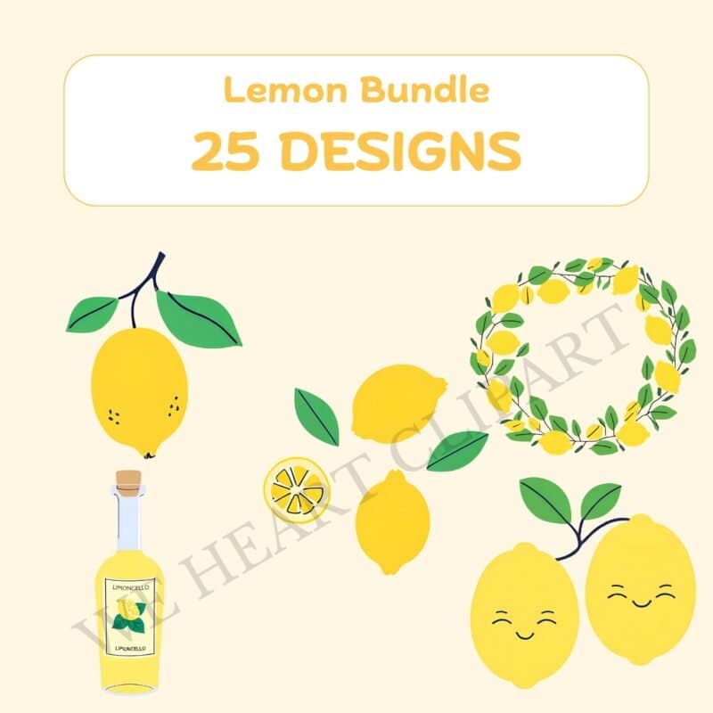 Lemon Clipart | Lemon SVG | PNG | JPG | Lemon Clip Art Bundle | Lemon ...