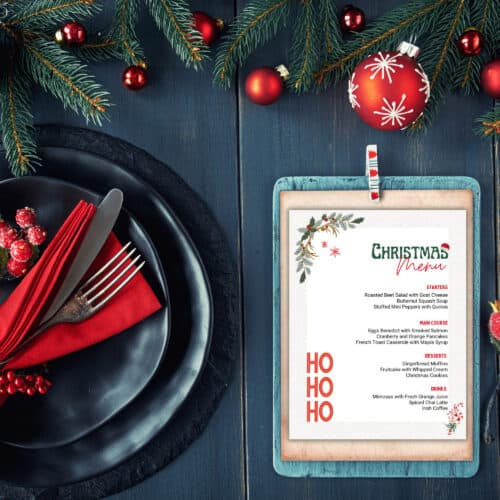 Christmas Menu Card Holiday Menu Template Printable - Christmas Party ...