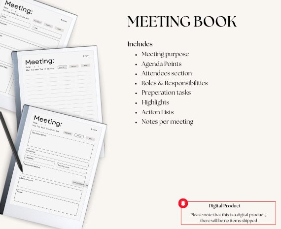 Digital Bullet Journal and Meeting Minutes Book Bundle | Undated ...
