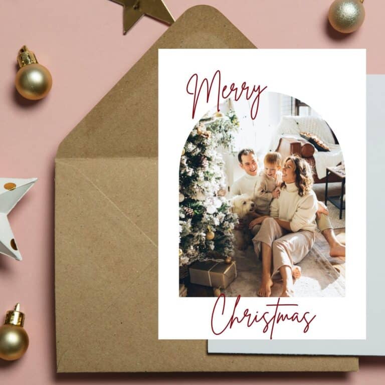 Customizable Christmas Card Template with photo arch - Editable in ...