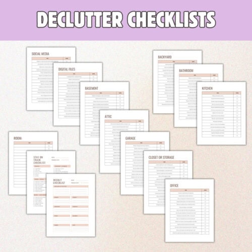 19 Declutter Checklists, Weekly Cleaning Schedule, Printable Checklist, Digital Download ...