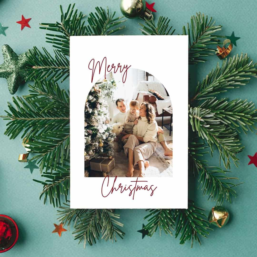 Customizable Christmas Card Template with photo arch - Editable in ...