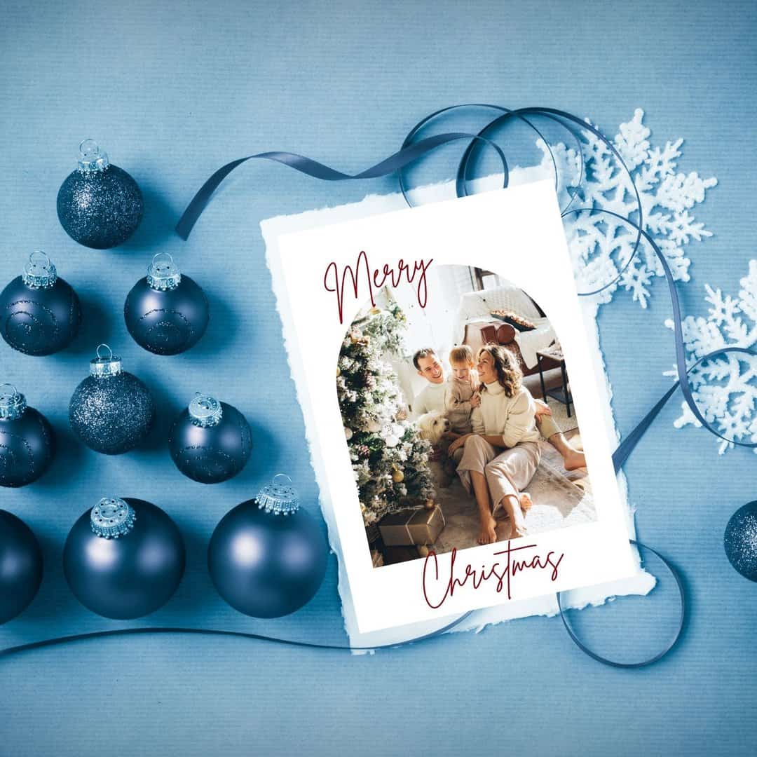 Customizable Christmas Card Template with photo arch - Editable in ...