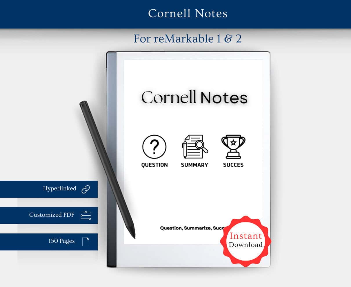 Cornell notes, reMarkable 2, Note taking, Note taking template, Cornell ...