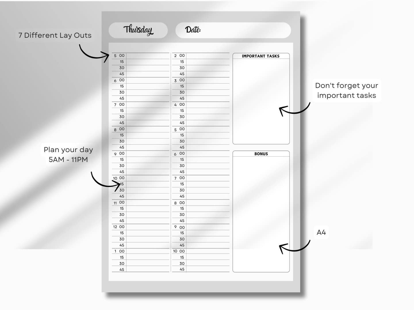 15 Minutes Planner Printable A4 | Appointment Tracker | Daily Hourly ...