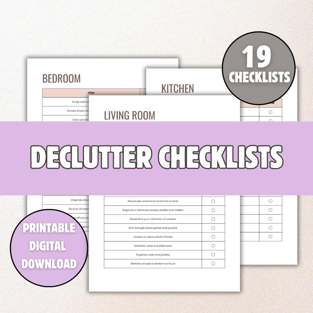 19 Declutter Checklists, Weekly Cleaning Schedule, Printable Checklist, Digital Download ...