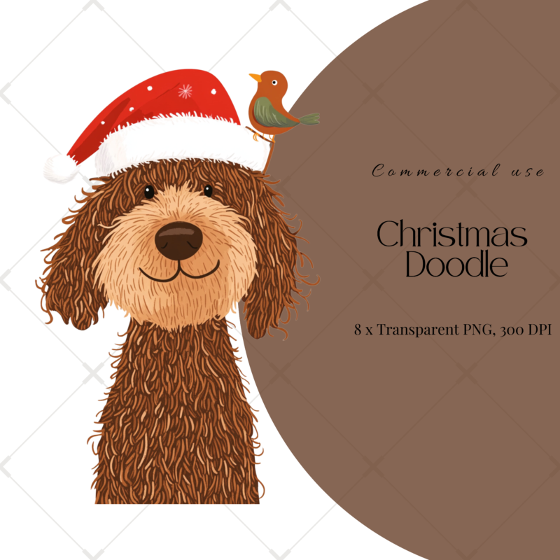 Christmas labradoodle and goldendoodle clipart | Dog remembrance gift ...