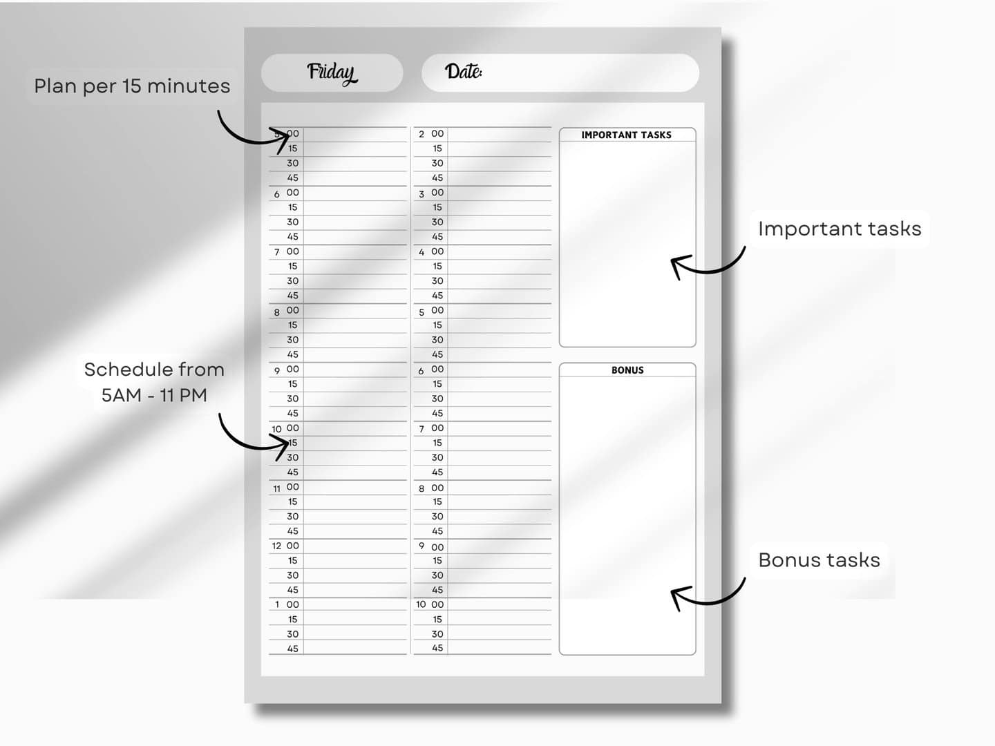 15 Minutes Planner Printable A4 | Appointment Tracker | Daily Hourly ...