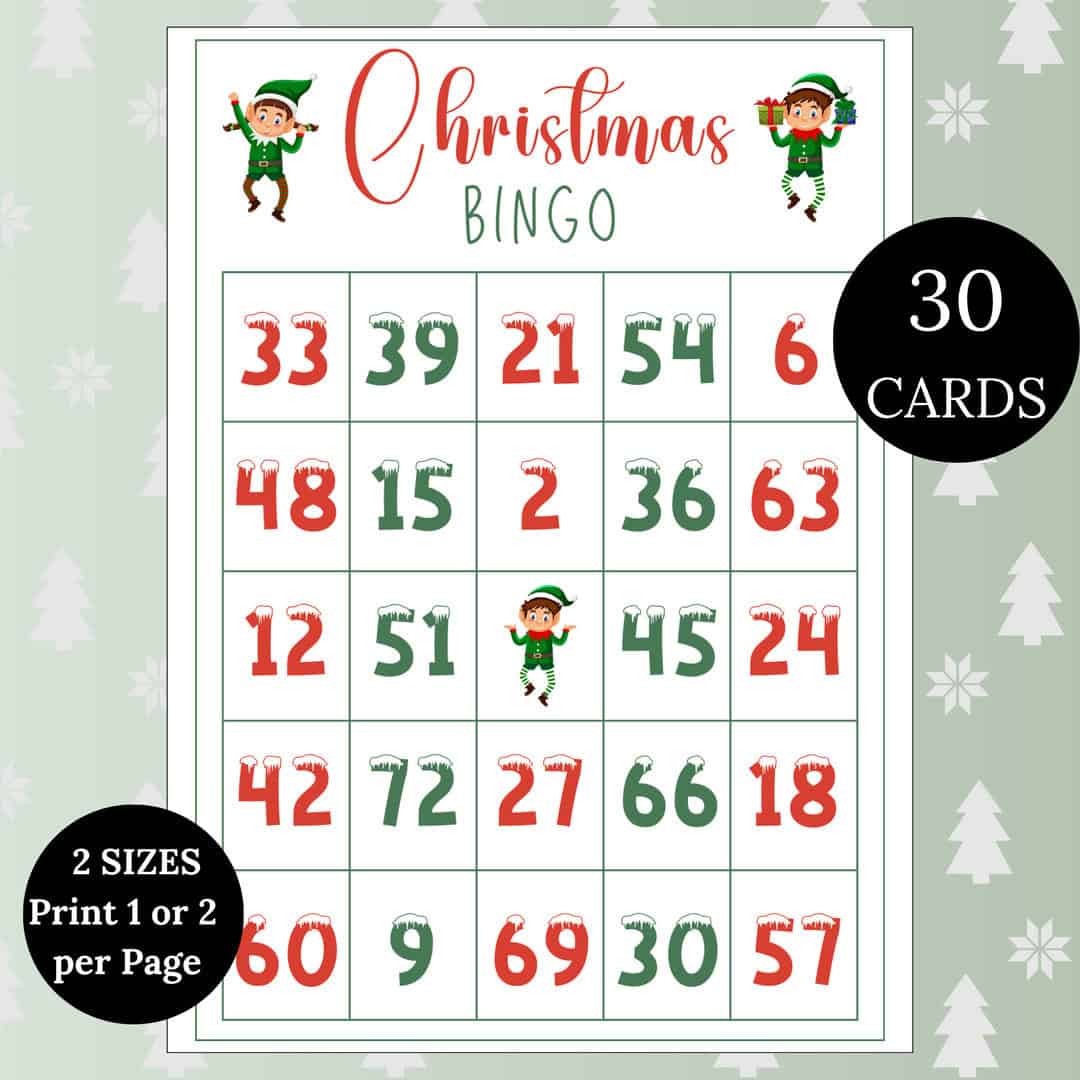 Christmas Number Bingo Printable - 30 Unique Bingo Cards for Xmas ...