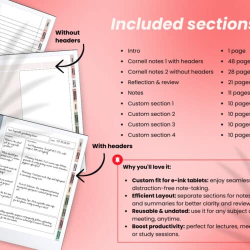 Digital Notebook, Digital Notes, Cornell journal, Goodnotes Cornell ...