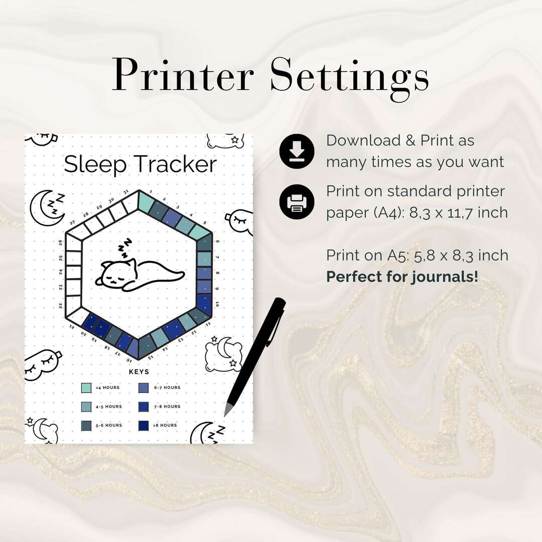 Sleep Tracker Monthly | Printable Journal Page Insert A5 | Sleep Log ...
