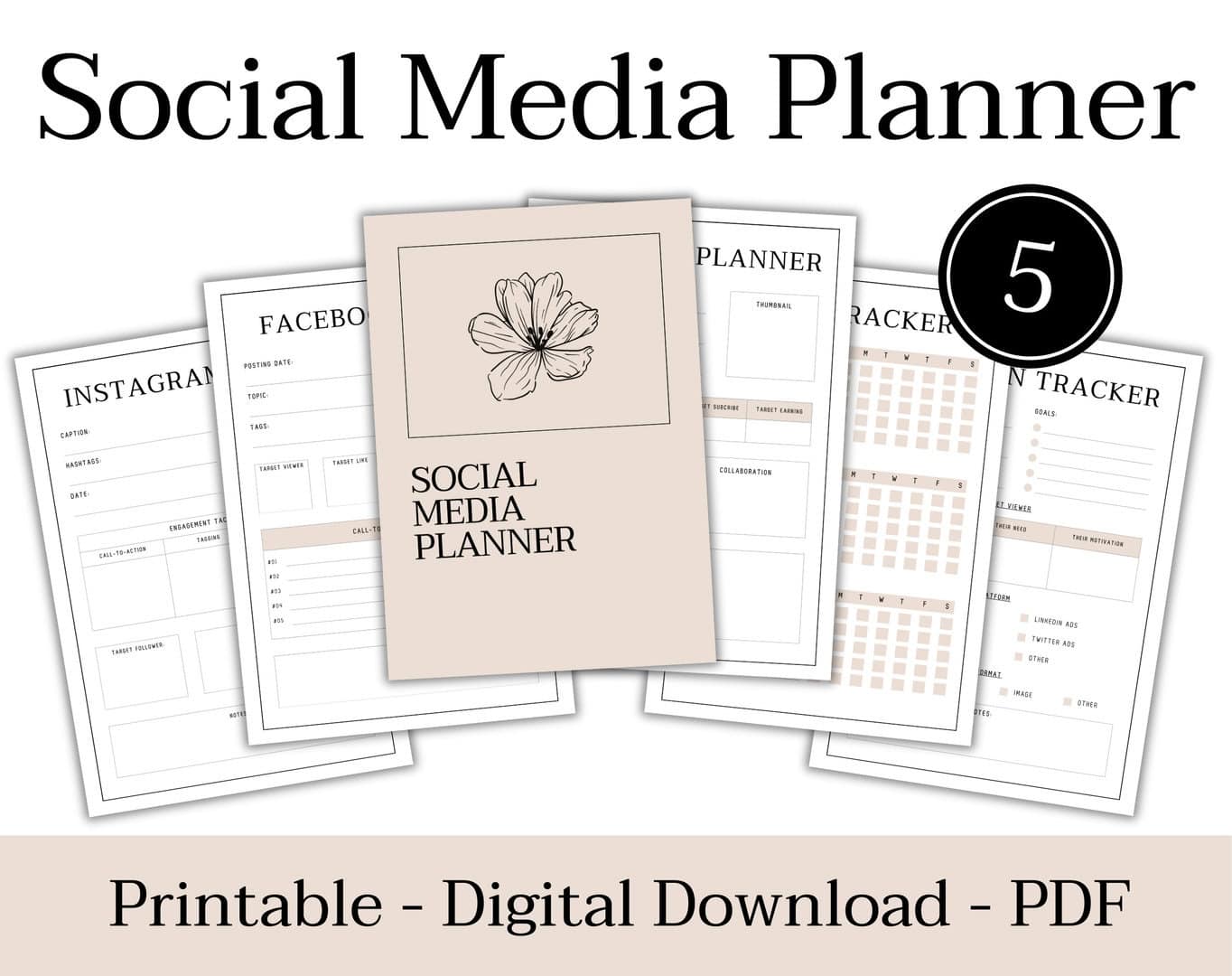 Social Media Planner, Printable Planner, Social Media Plan, Social ...