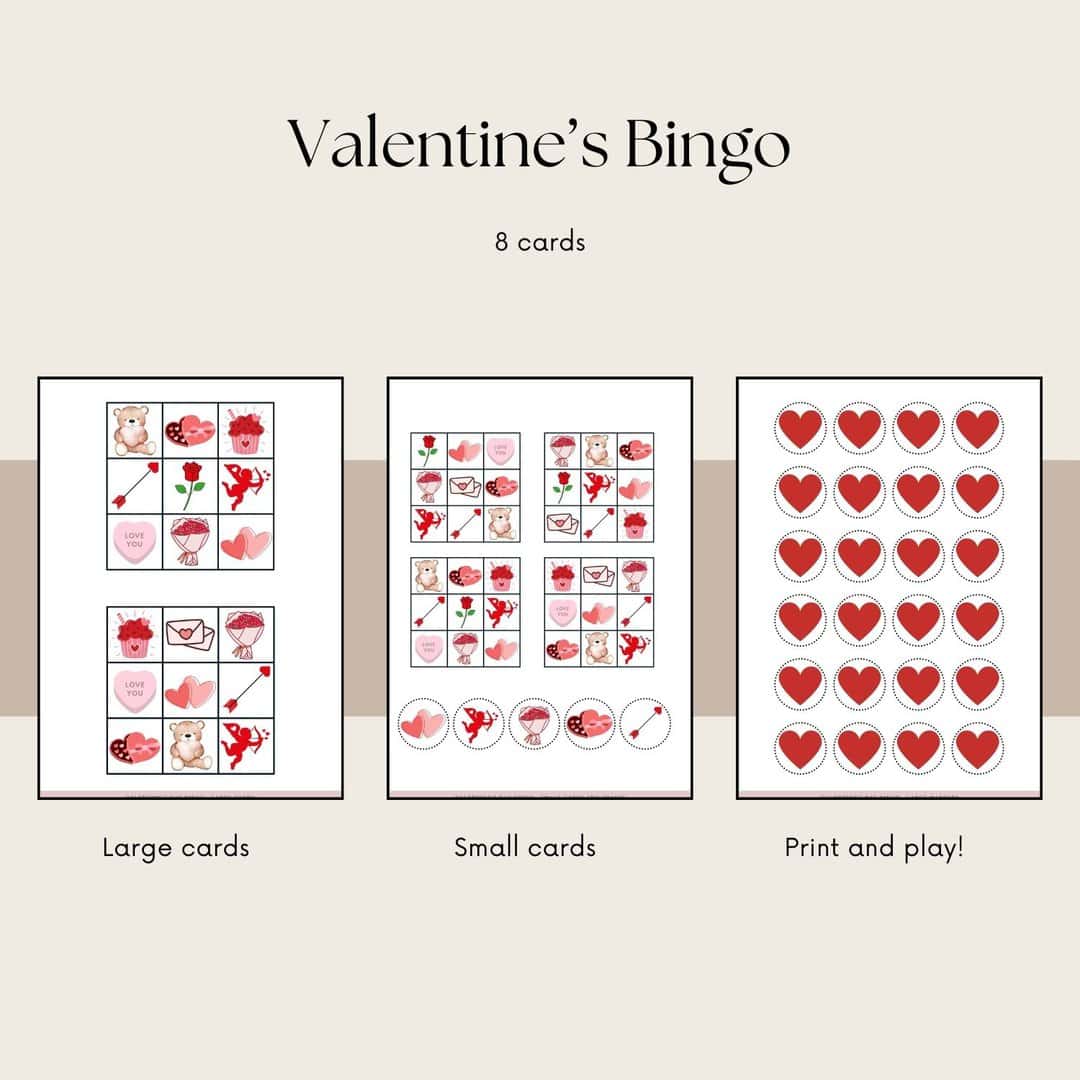 Valentine's Day Bingo printable - Fun & festive Bingo cards for ...