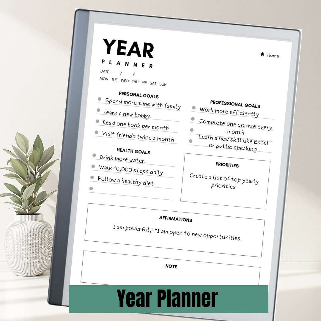 Undated Planner for Remarkable 1 & 2, Daily Planner, Weekly Planner ...