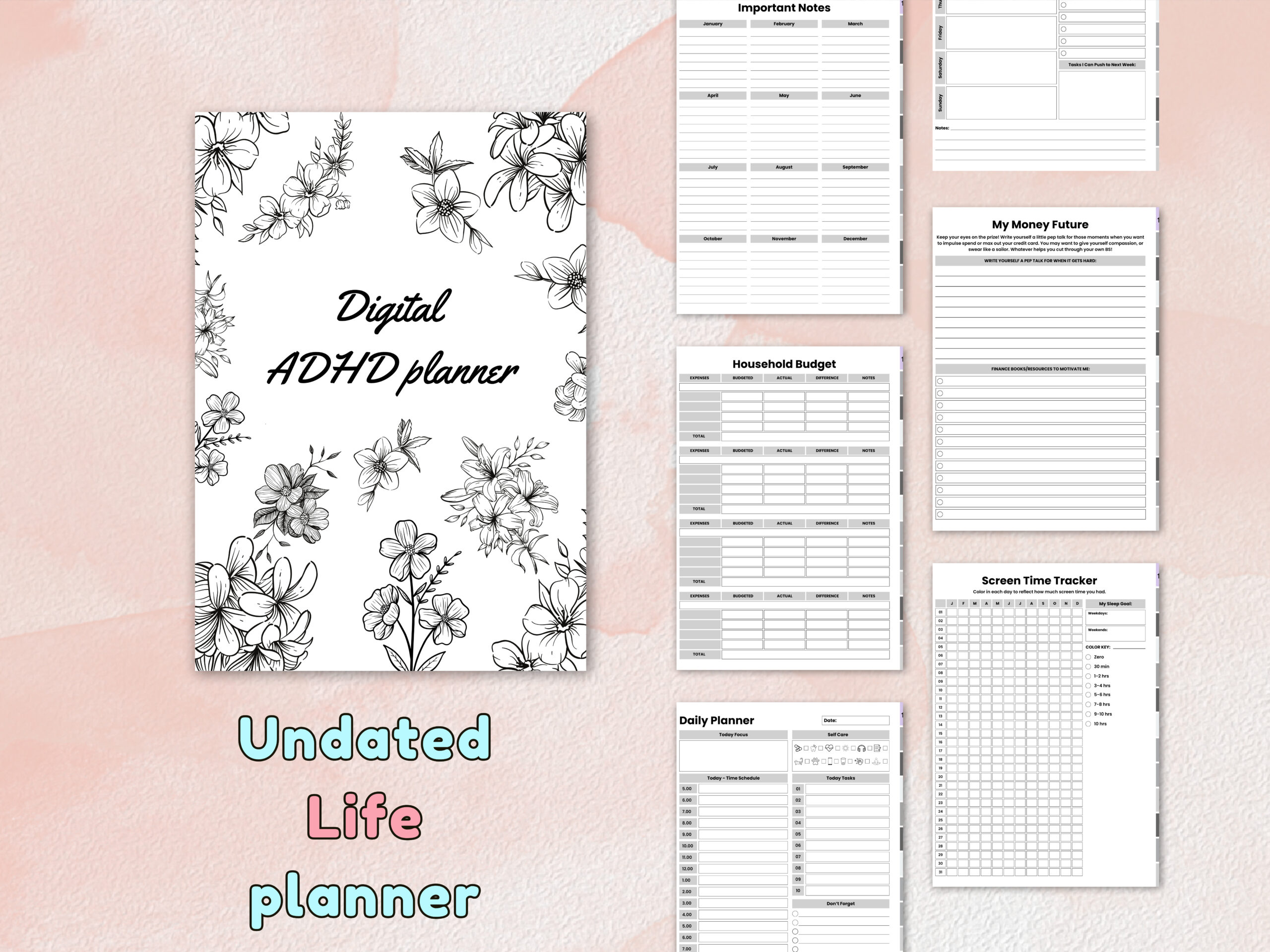 ADHD Undated Planner – Hyperlinked Digital Planner for reMarkable 1 & 2 ...