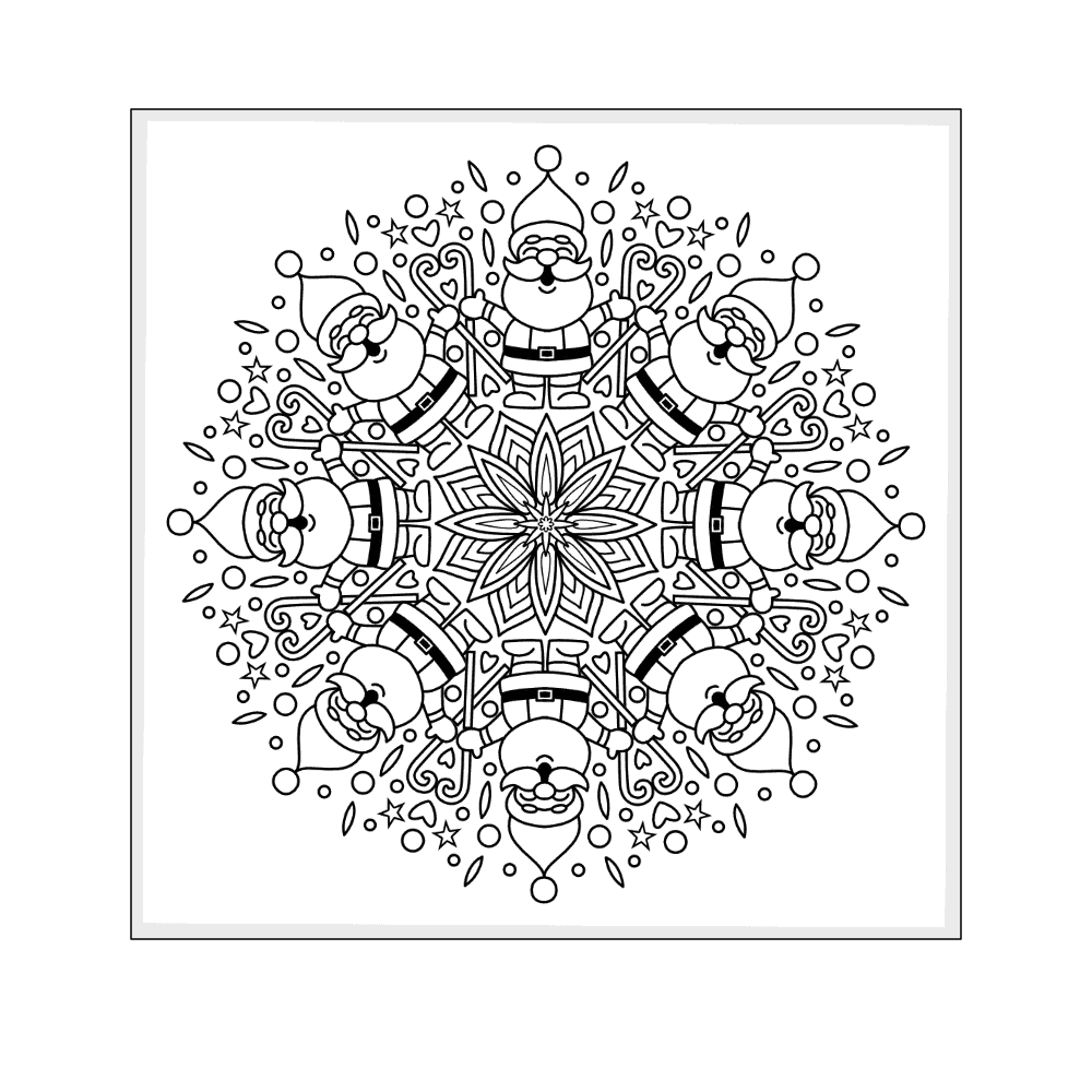 Christmas Mandala Colouring page - Temzli