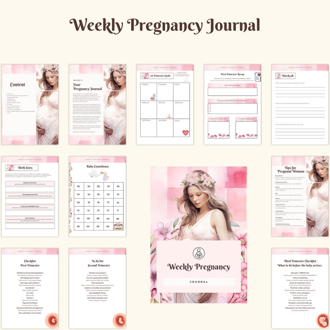 Weekly Pregnancy Journal | 56 pages | 8 x 11.5 inch - Temzli
