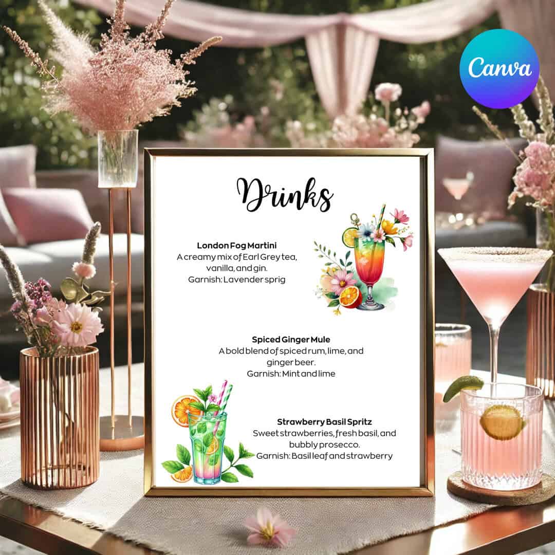 Summer bar menu / Spring bar menu customizable template - Temzli