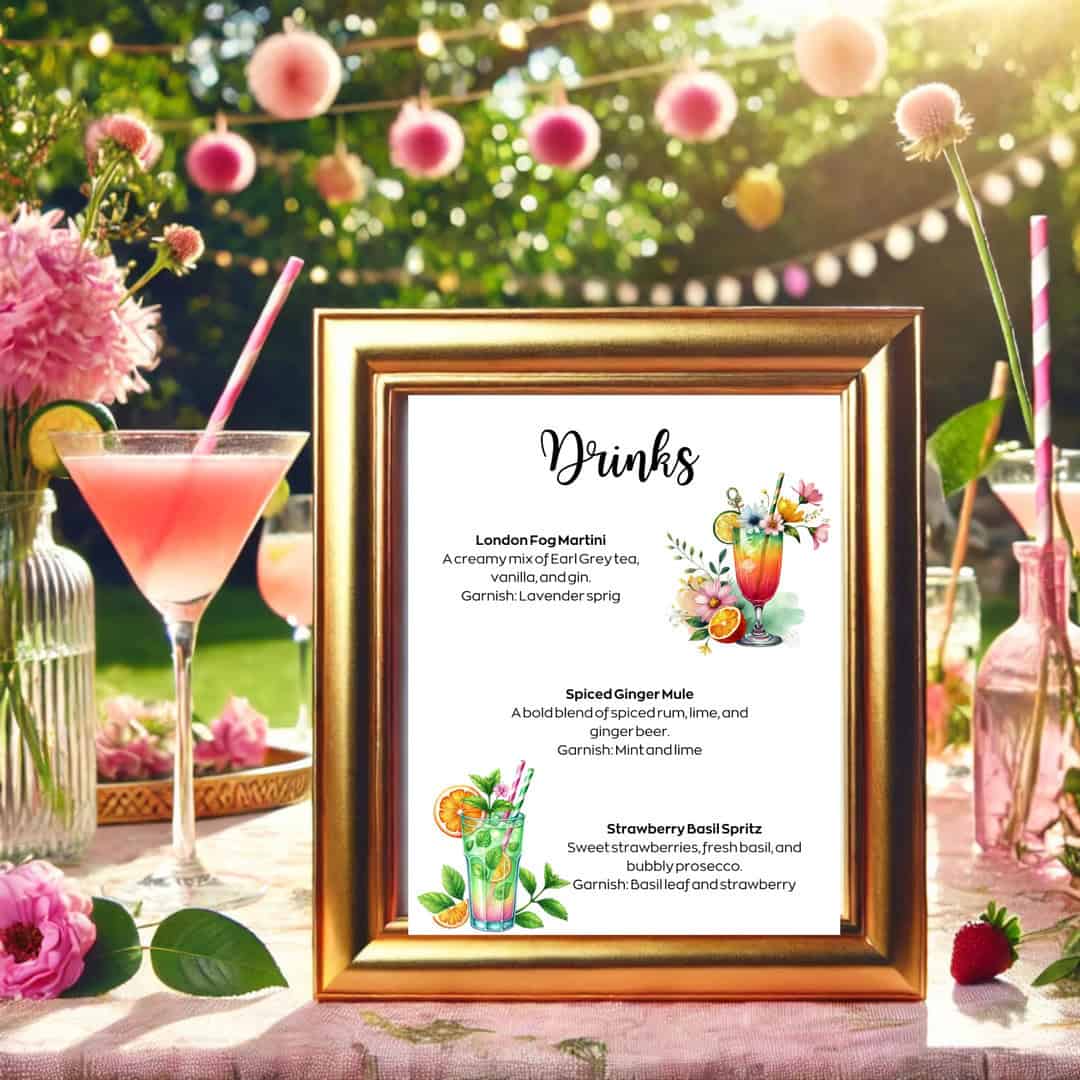 Summer bar menu / Spring bar menu customizable template - Temzli