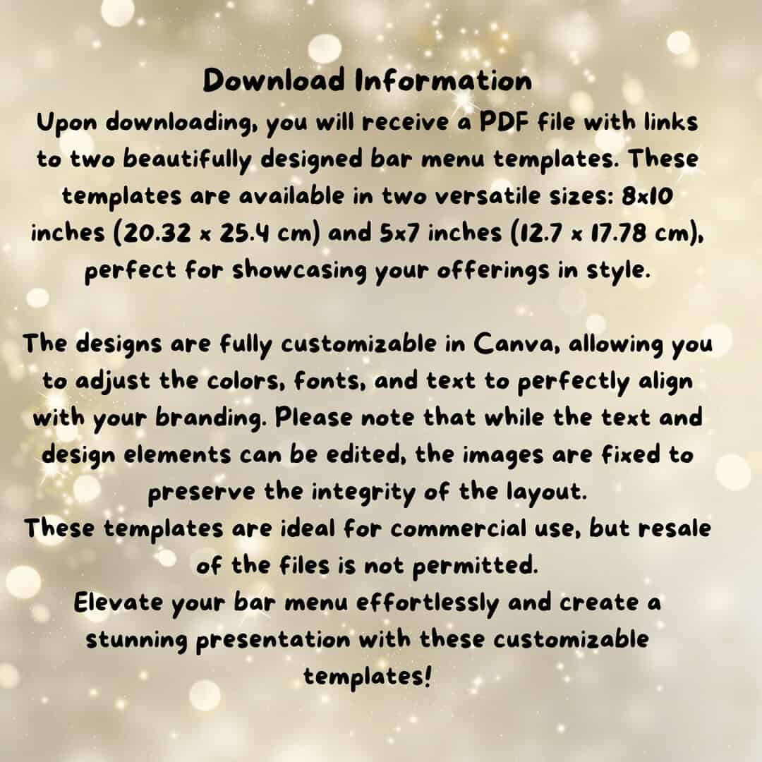 Summer bar menu / Spring bar menu customizable template - Temzli