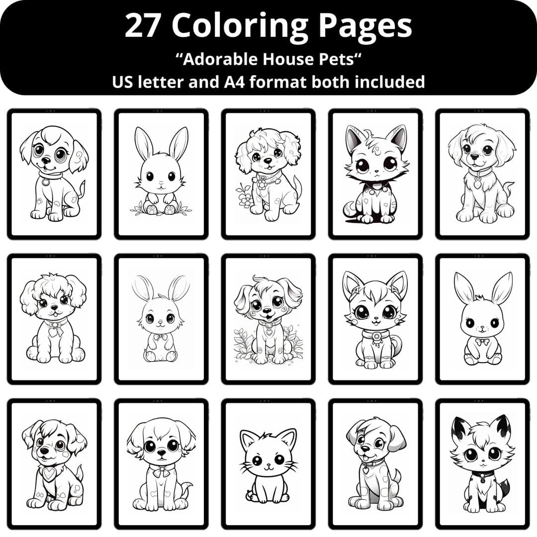 Adorable House Pets | 27 Coloring Pages | Digital Download | Printable ...