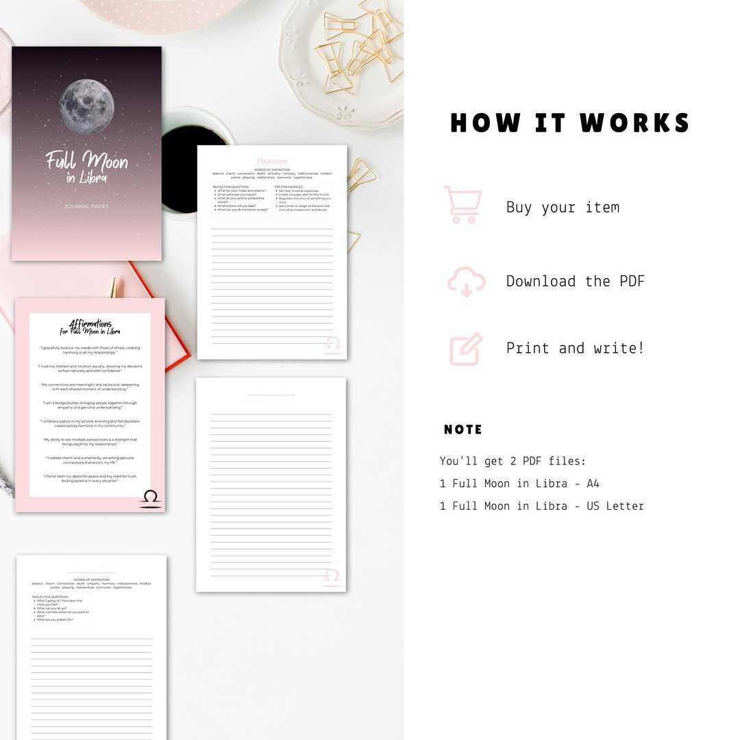 Full Moon in Libra Journal Pages | Printable Full Moon Journal Libra ...
