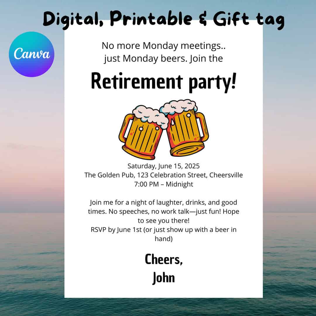Funny retirement beer party invitation bundle - Temzli