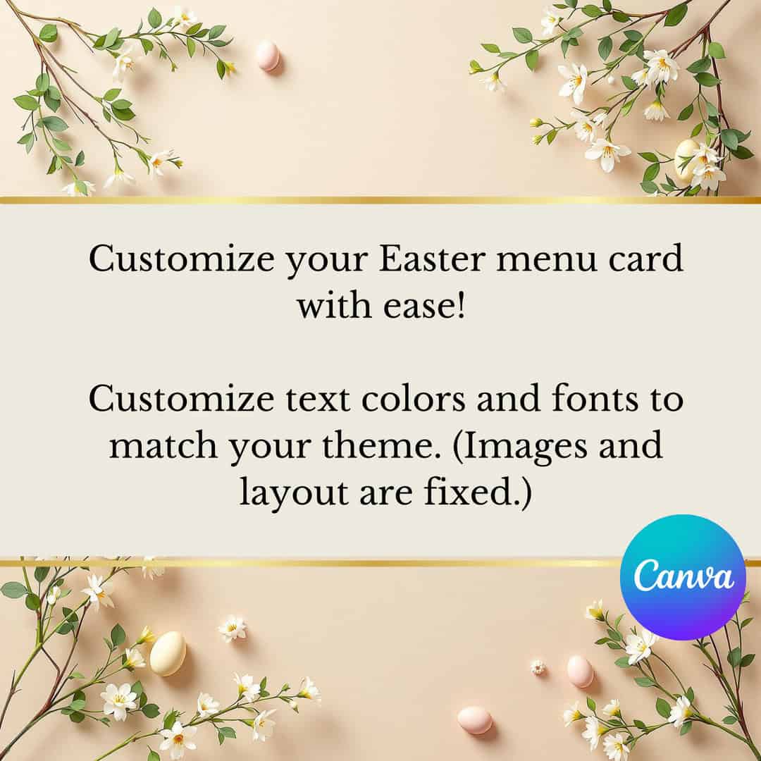 Customizable Easter Menu Card - Personalized Spring Dinner Menus for ...