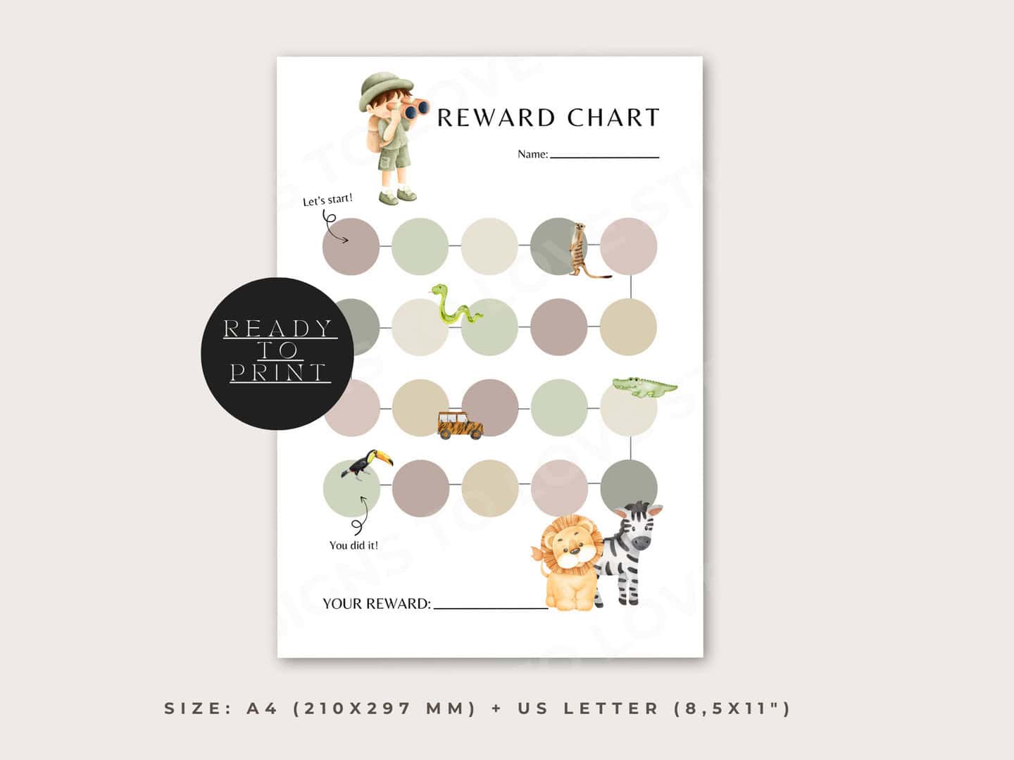 Reward Chart - motivate your child with this Safari themed behavior ...