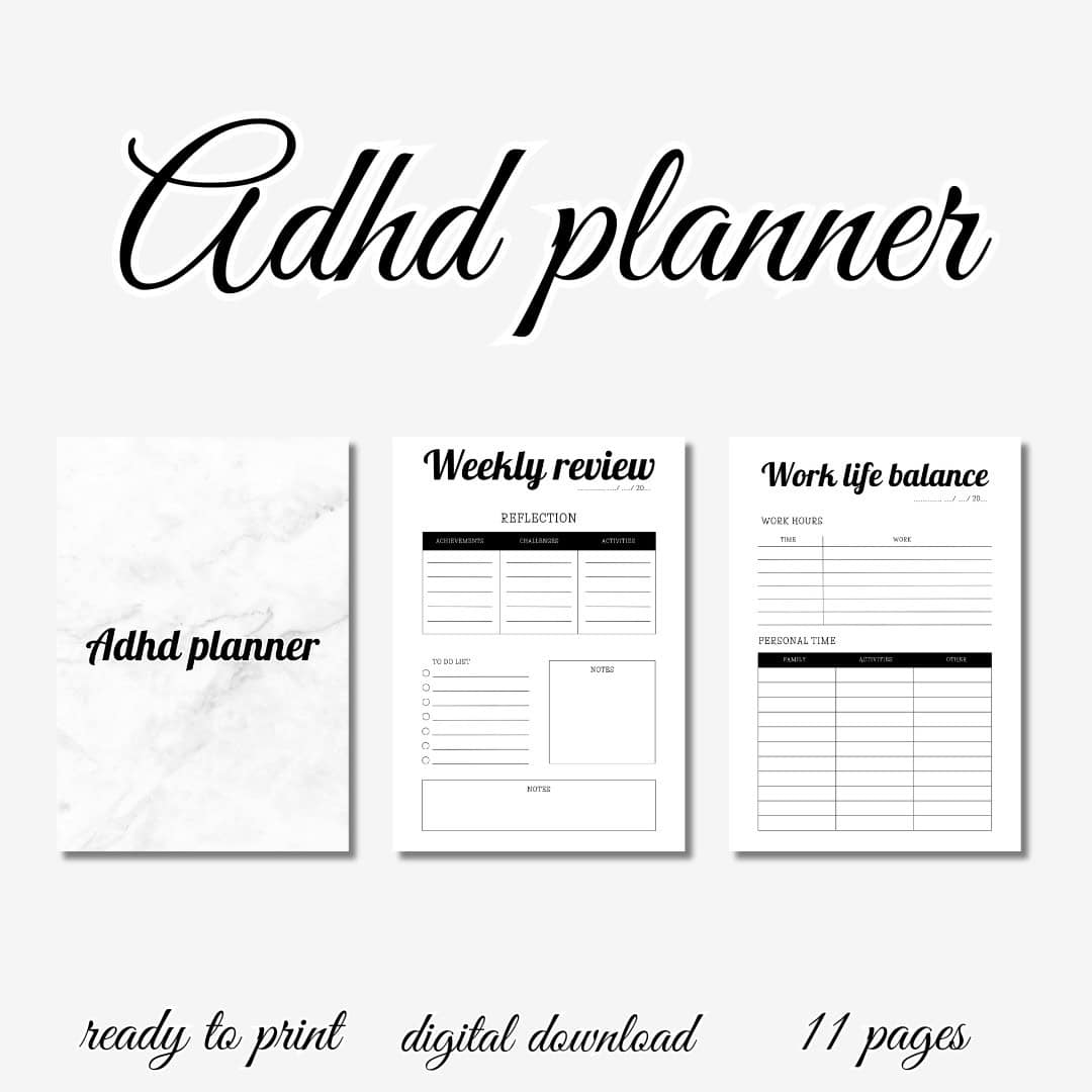 Adhd planner | Adhd planner adult | Adhd journal | Adhd printable ...