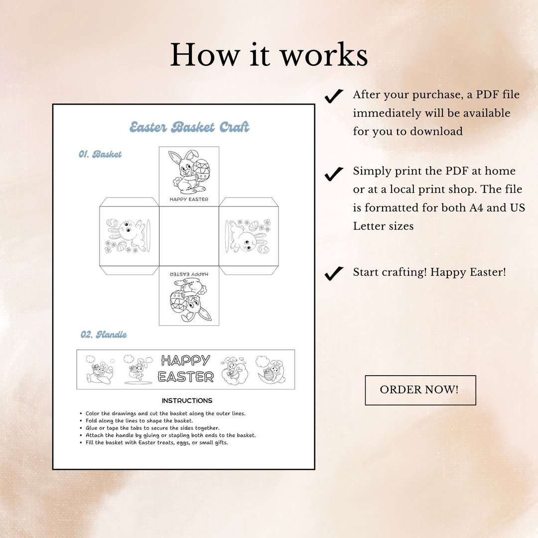 Printable Easter basket craft – DIY paper Easter basket for kids! - Temzli