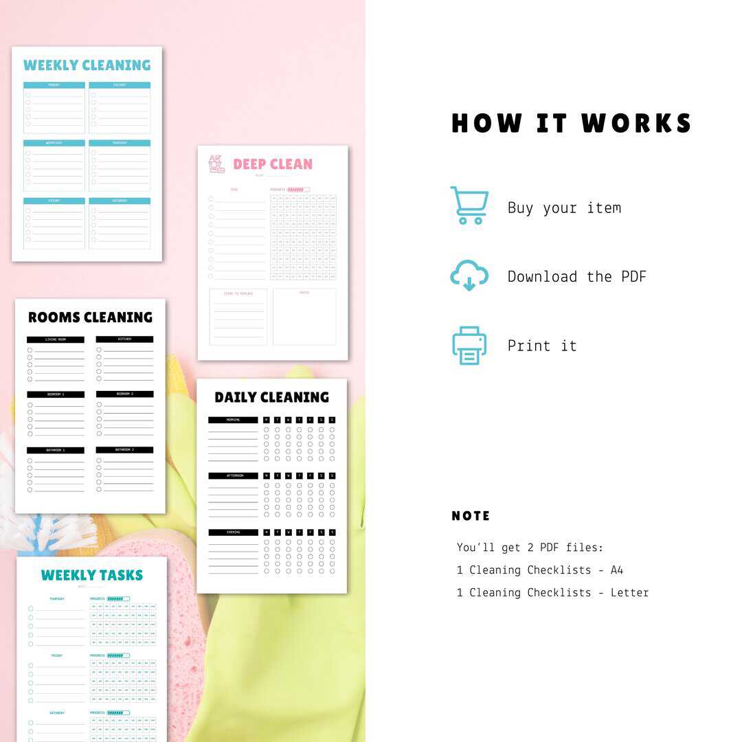 Printable Cleaning Checklist | Cleaning List | Cleaning Planner ...