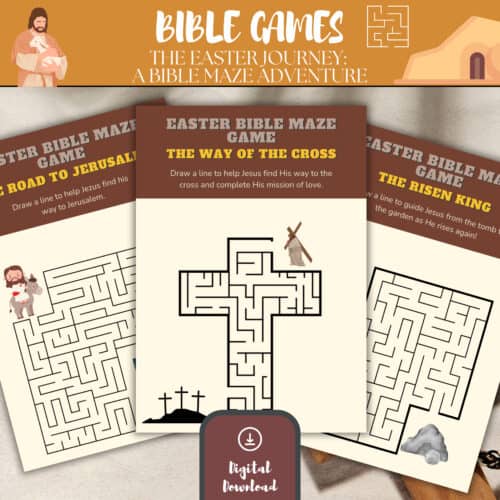 Christian Easter Bible Games – Printable Bible Mazes Set, Palm Sunday ...