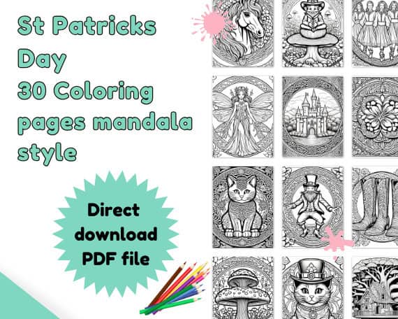 St. Patrick’s Day Mandala 30 Coloring Pages – Intricate Designs for ...