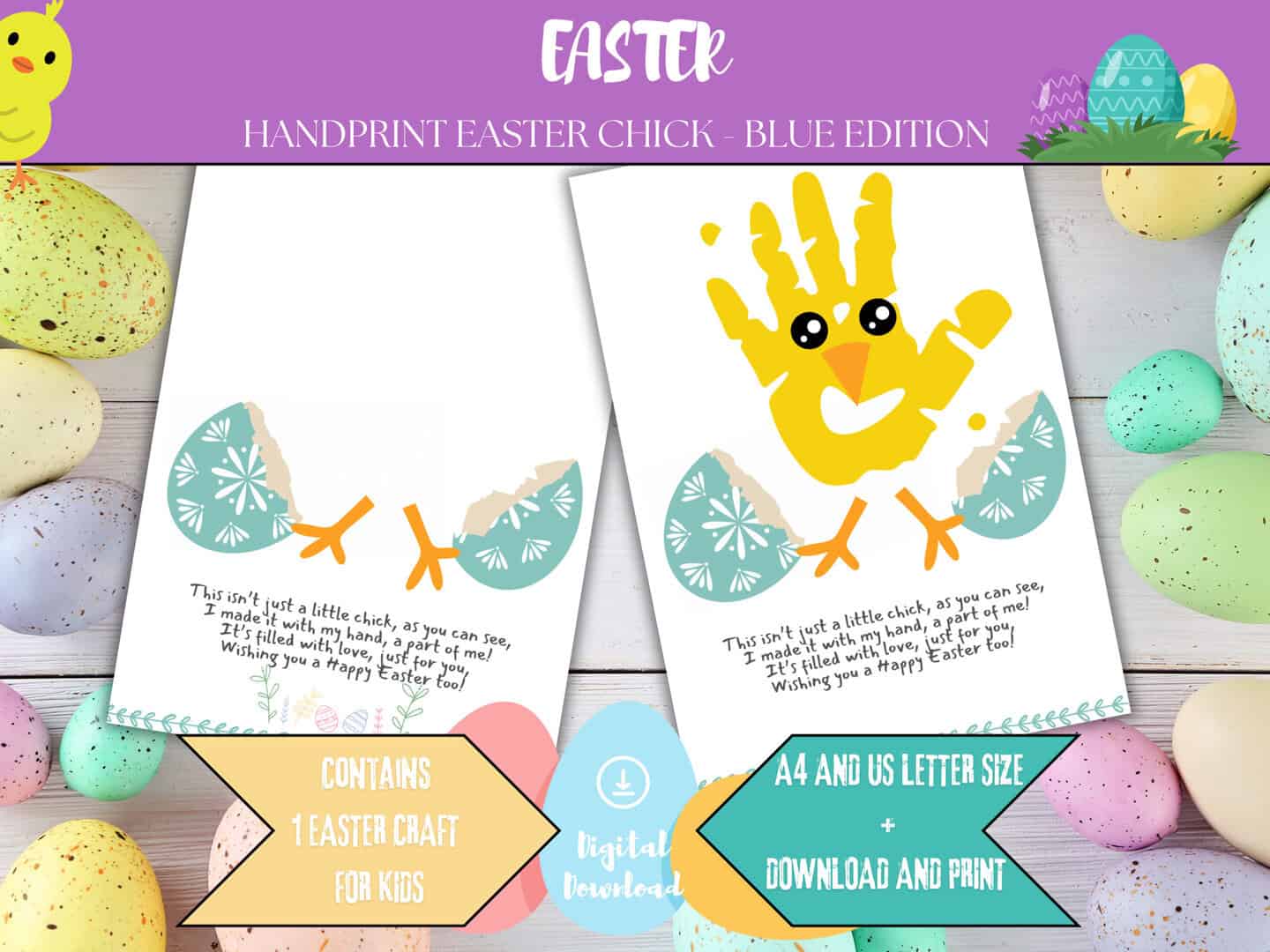 Printable Easter Chick Handprint Art – DIY Toddler Keepsake, Fun Spring ...