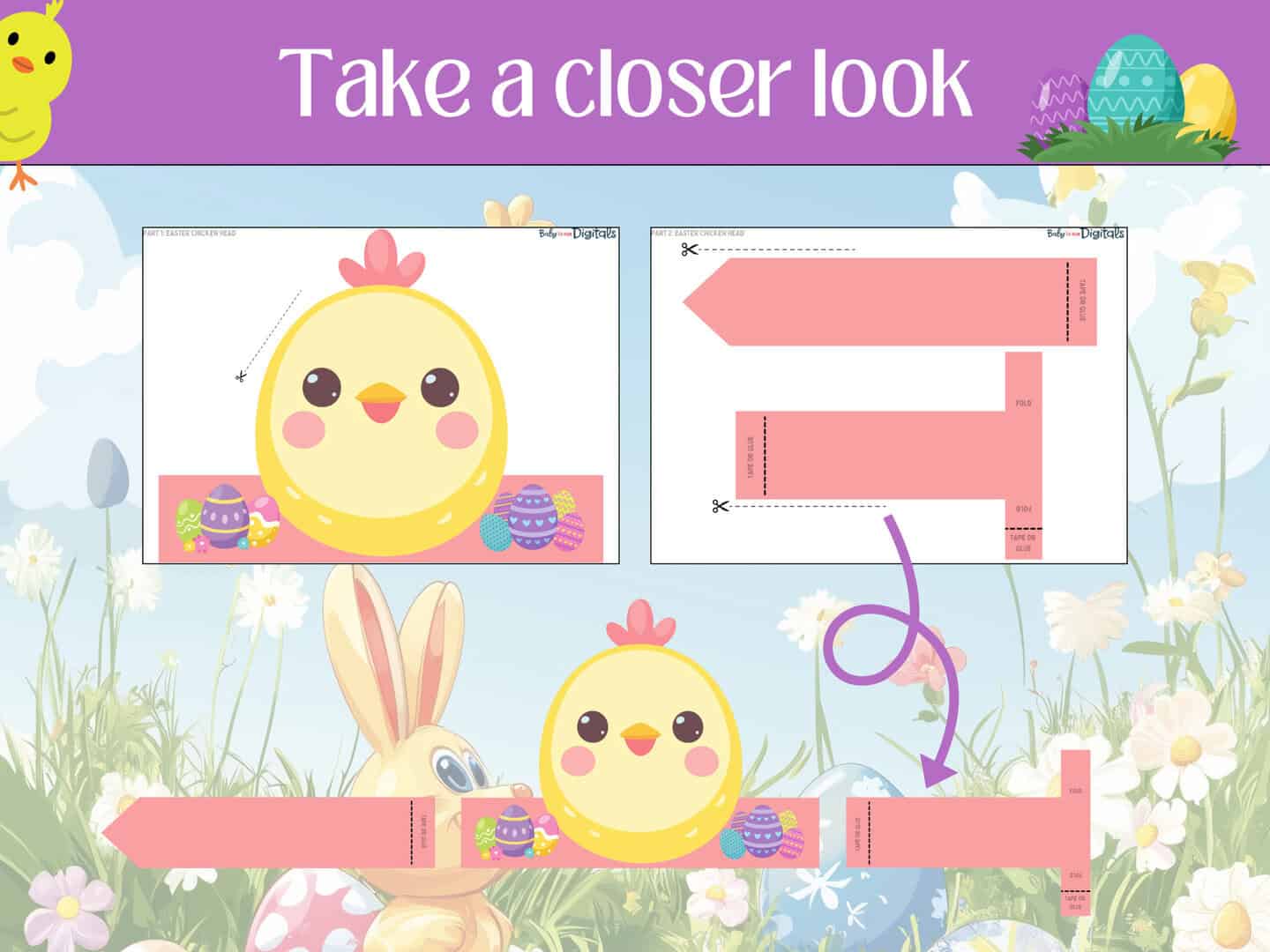 Printable Easter Chick Paper Crown – Full-Color Chicken Paper Hat for ...