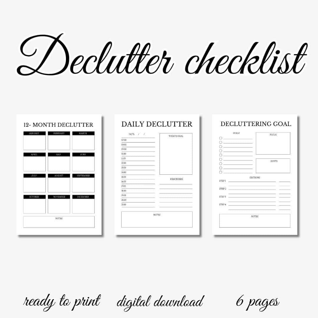 Declutter checklist | Declutter challenge | Declutter planner | Cleaning checklist | Cleaning ...